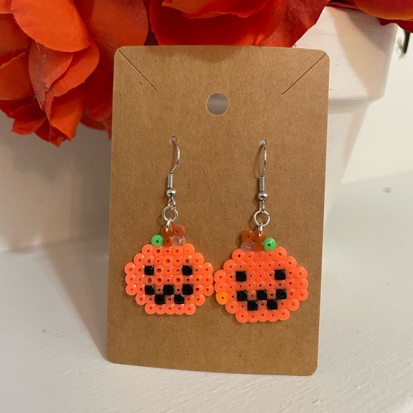 Hand Crafted | Jewelry | Hpperler Bead Pumpkin Earrings | Poshmark